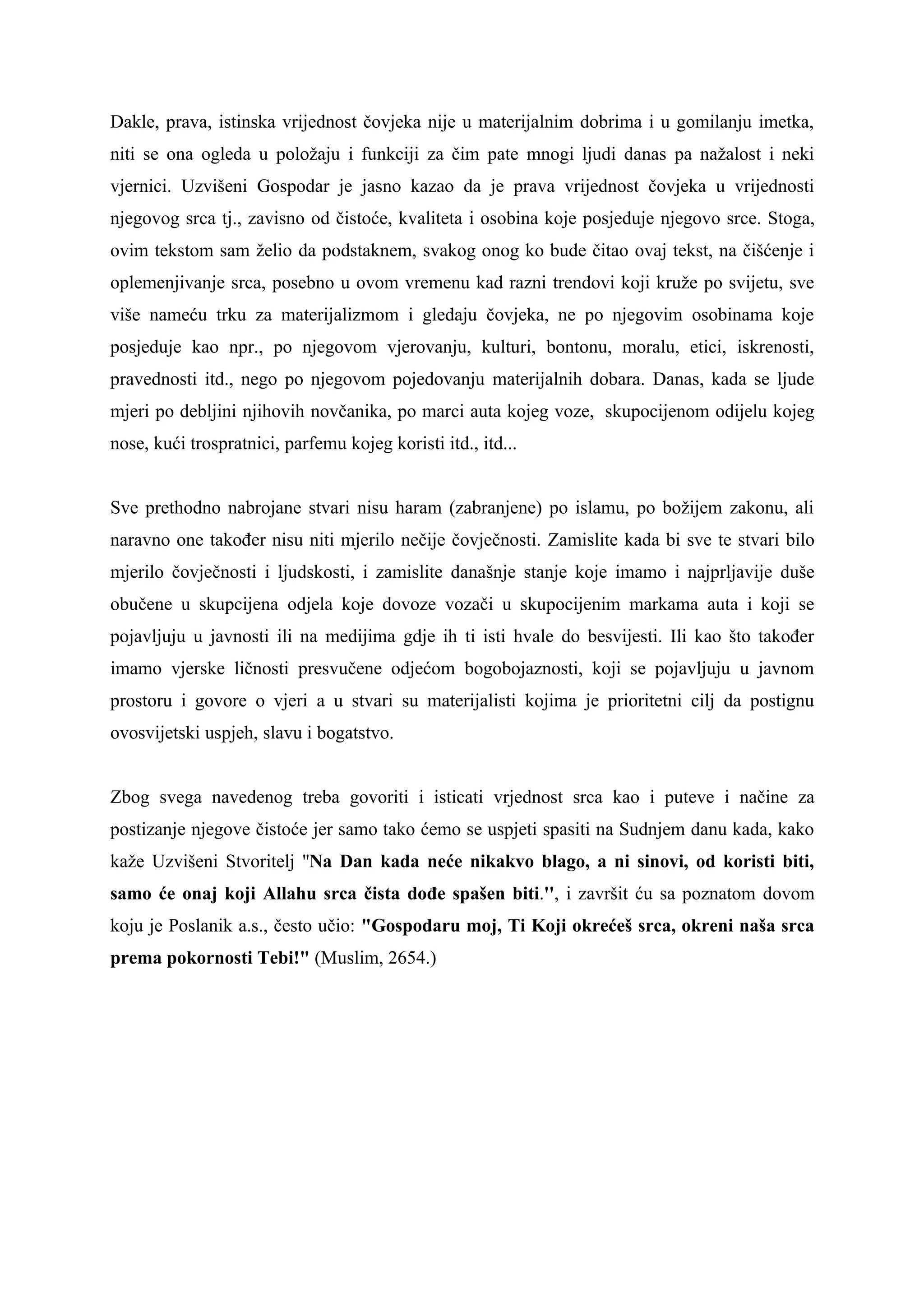 Istinska vrijednost covjeka se ogleda u cistoci njegovoga srca | PDF