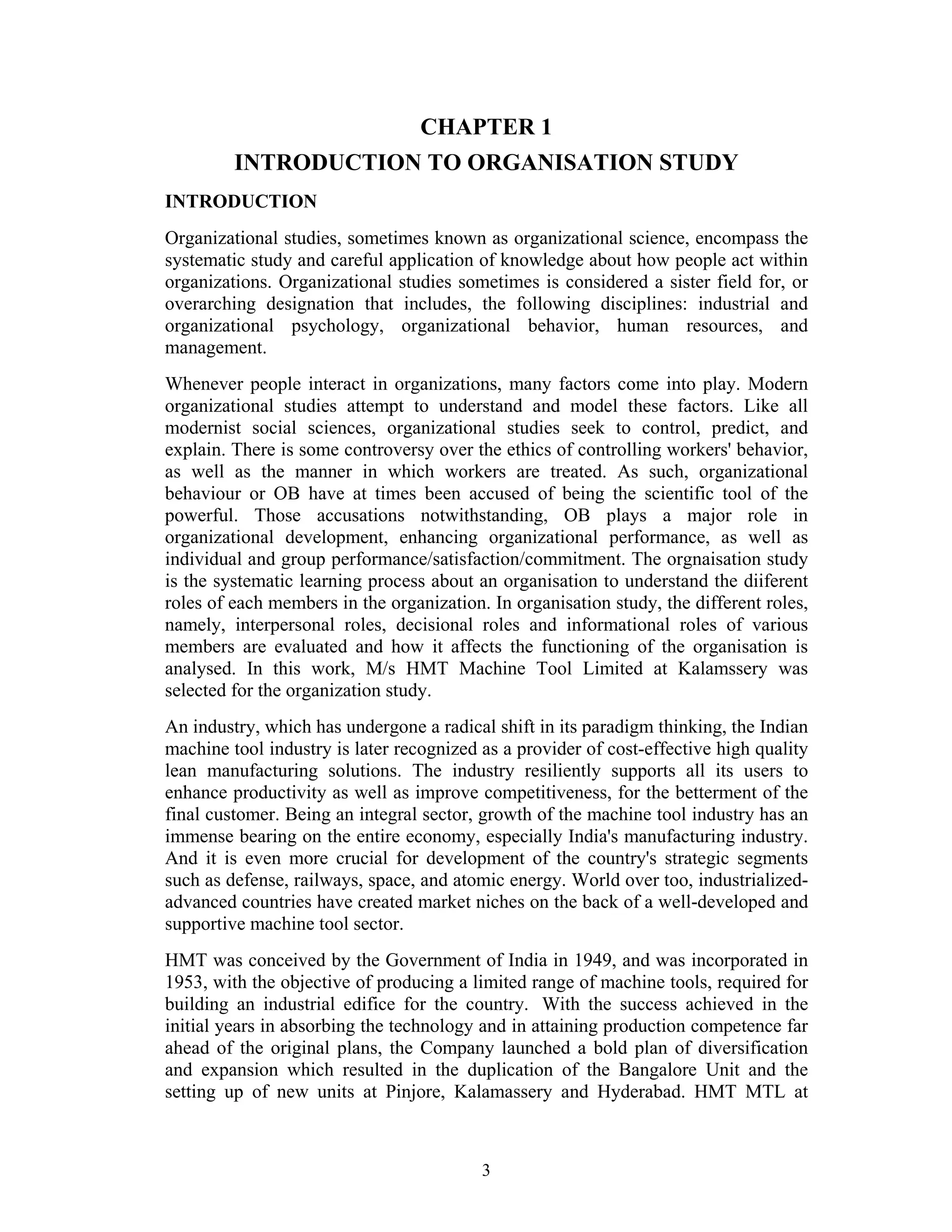 Organizational study report (MBA) | PDF