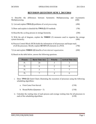 Os revision ques | DOCX | Operating Systems | Computer Software and ...
