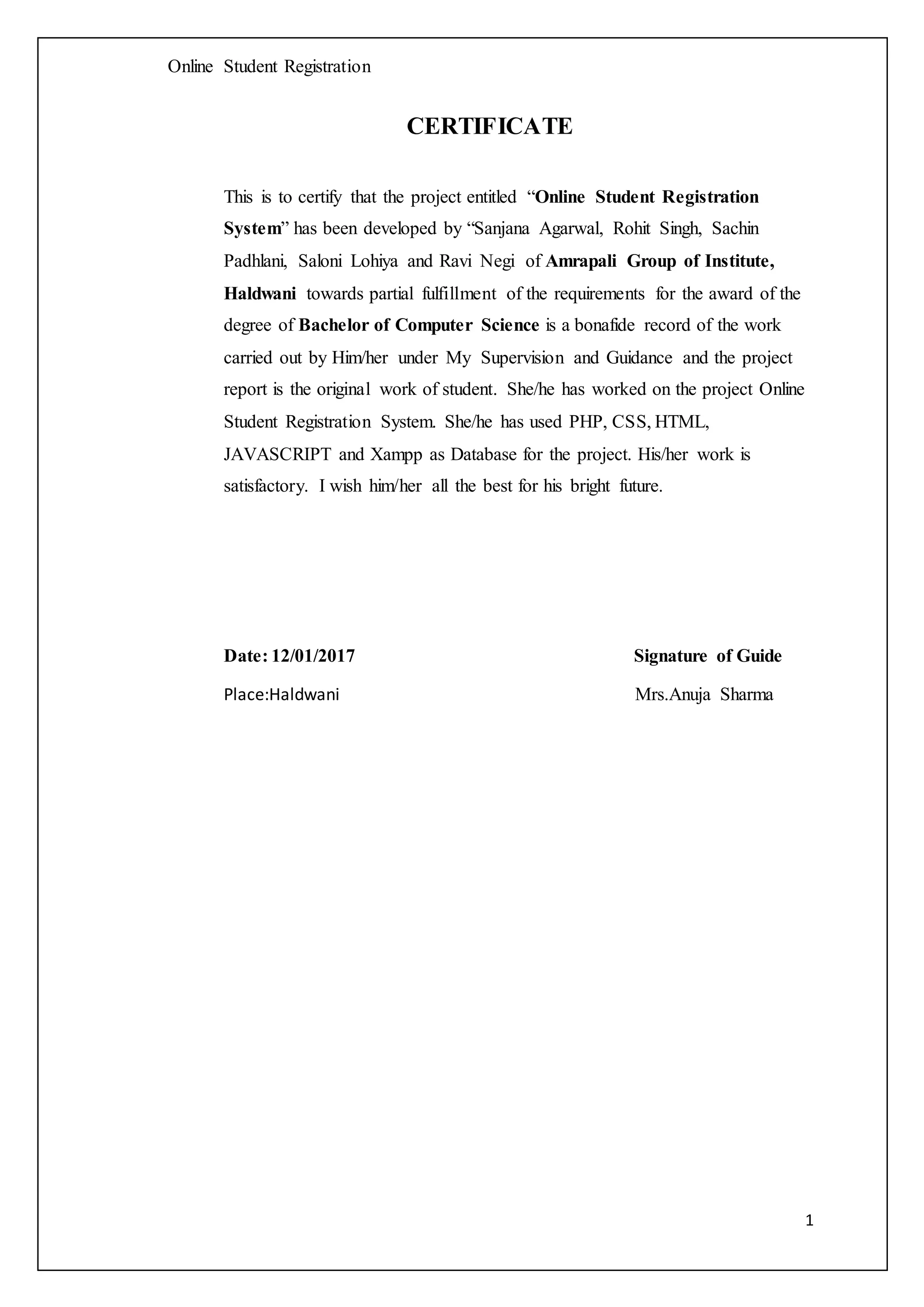 Online Student Registration System | DOCX