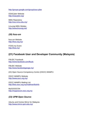 List Of OSS Communities Malaysia 2009 | PDF | Free Download