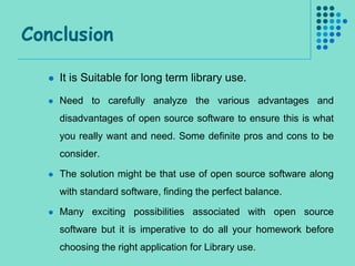 Open source Software: pros and cons | PPTX