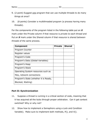 Os sample mid exam | PDF