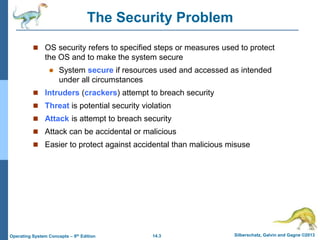 Operating system security Chapter 15(Security Slides) | PPT
