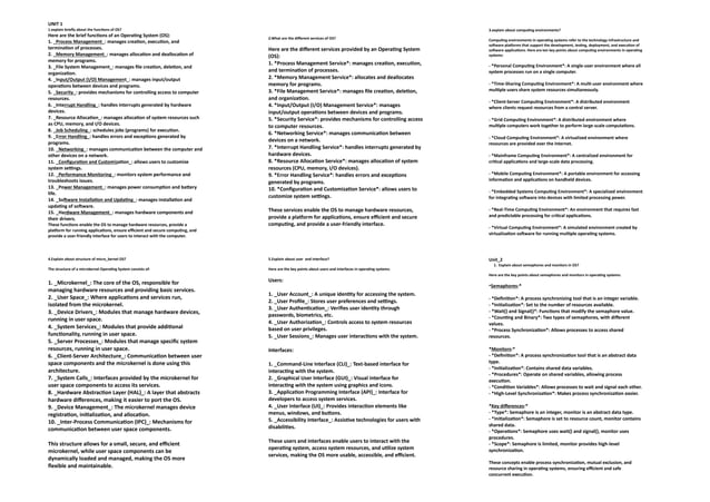 OS SEM operating system important questions.pdf | Operating Systems | Computer Software and ...