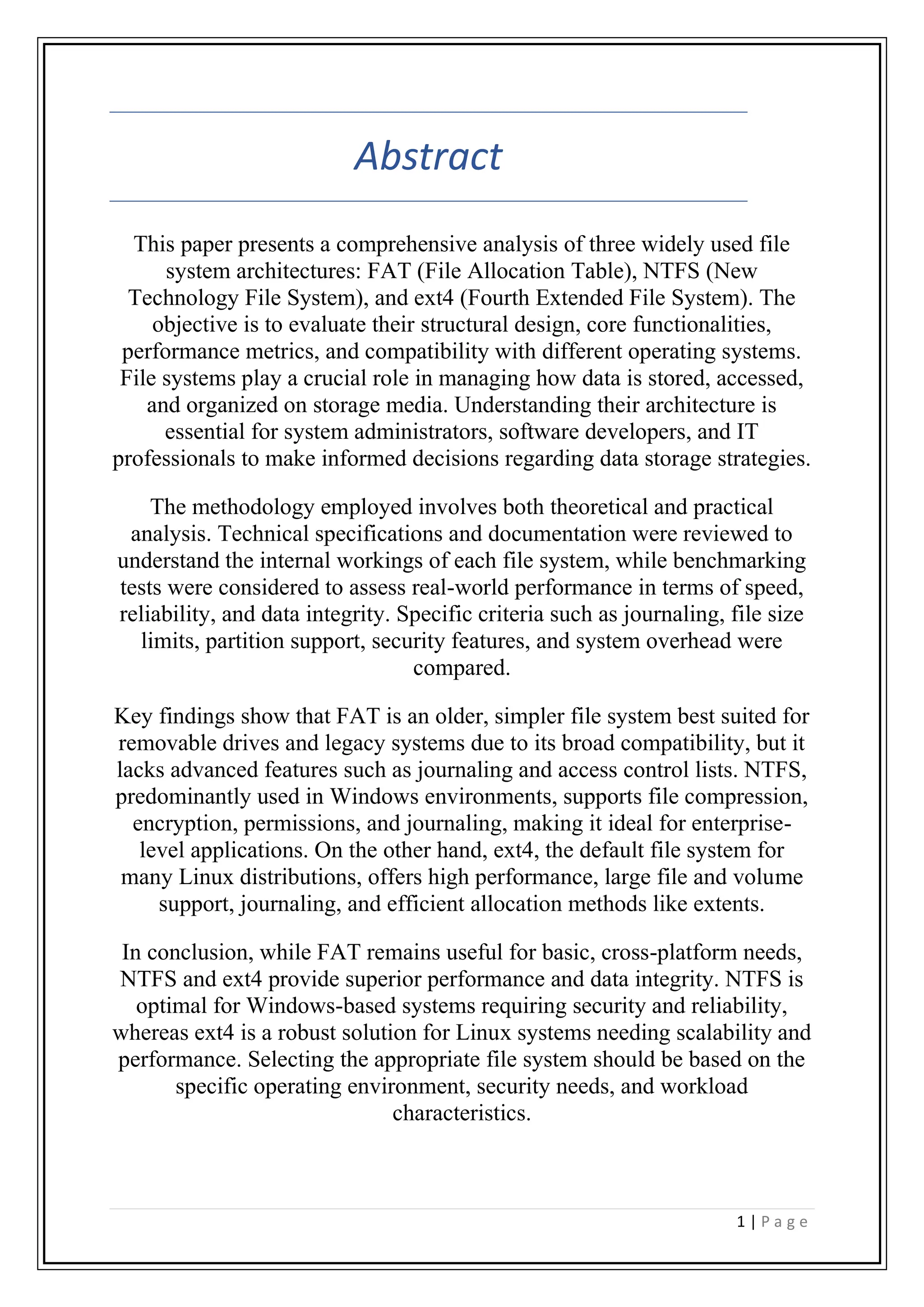 FILE SYSTEMS ARCHITECTURE: FAT VS NTFS VS EXT4 | PDF