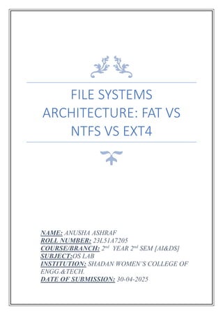 FILE SYSTEMS ARCHITECTURE: FAT VS NTFS VS EXT4 | PDF