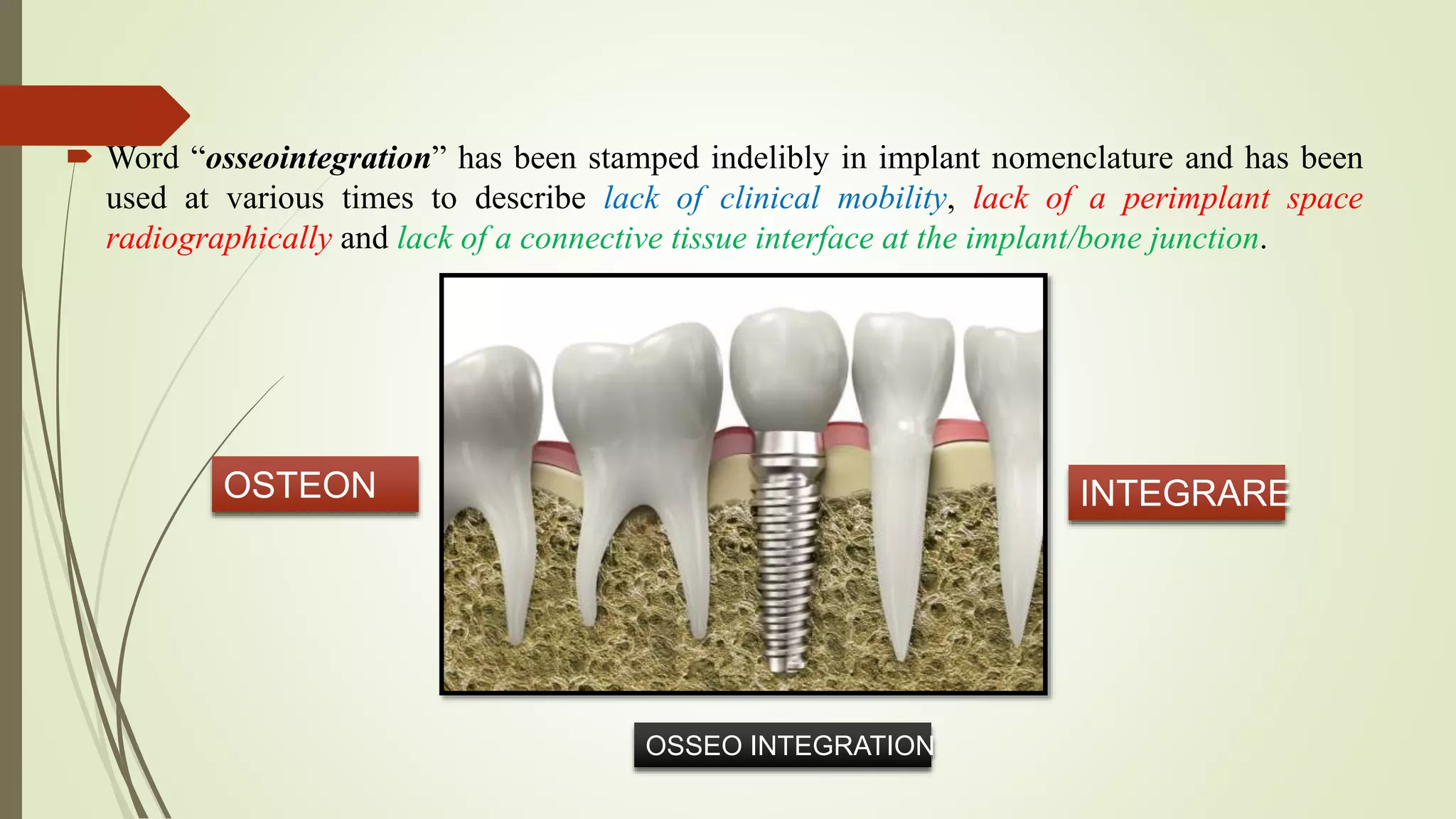 Osseointegration in Dental Implants | PPTX