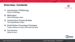 Using containers and Continuous Packaging to Build native FOSSology packages | PPT