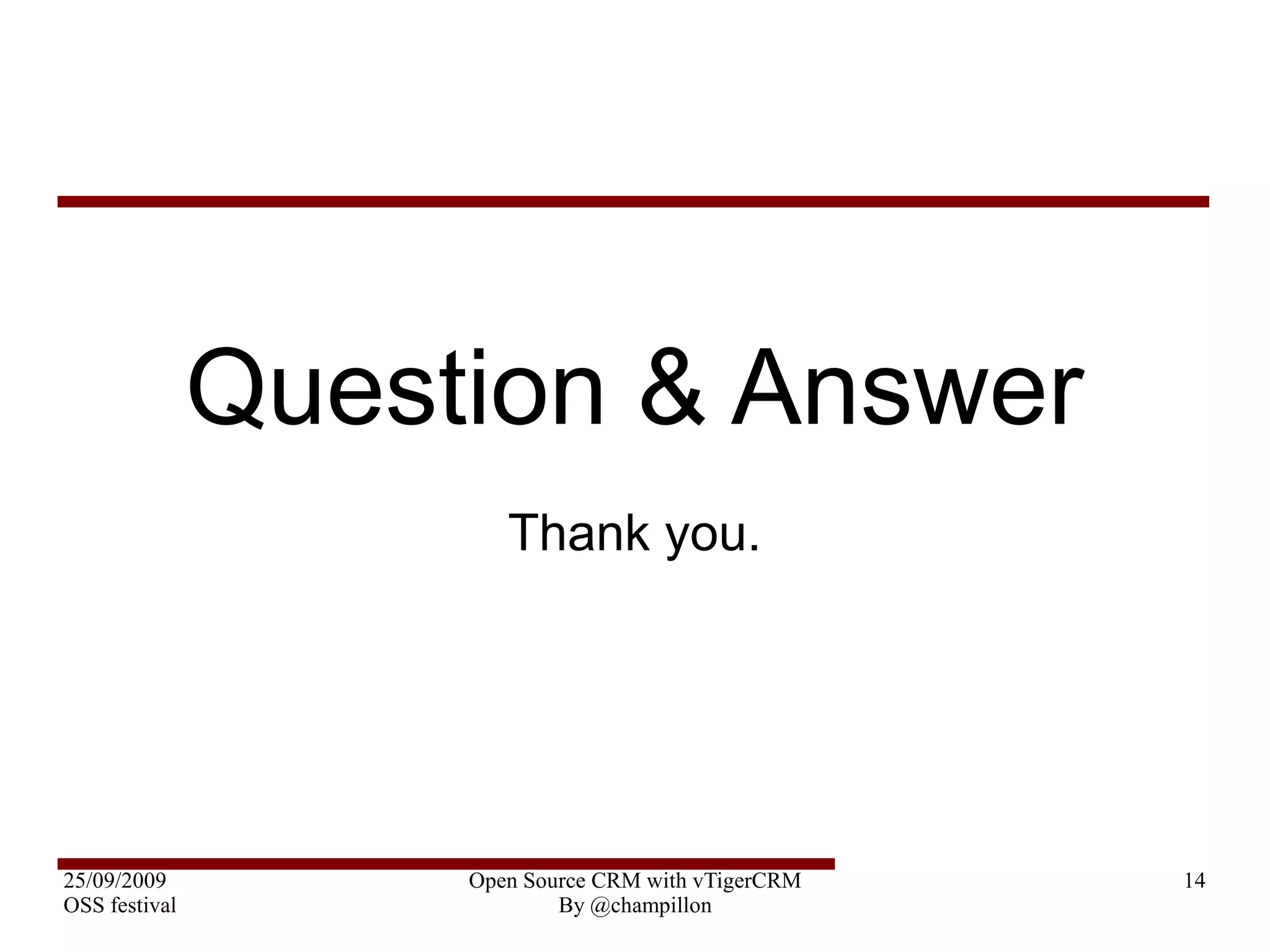 Open Source CRM with vTigerCRM | ODP