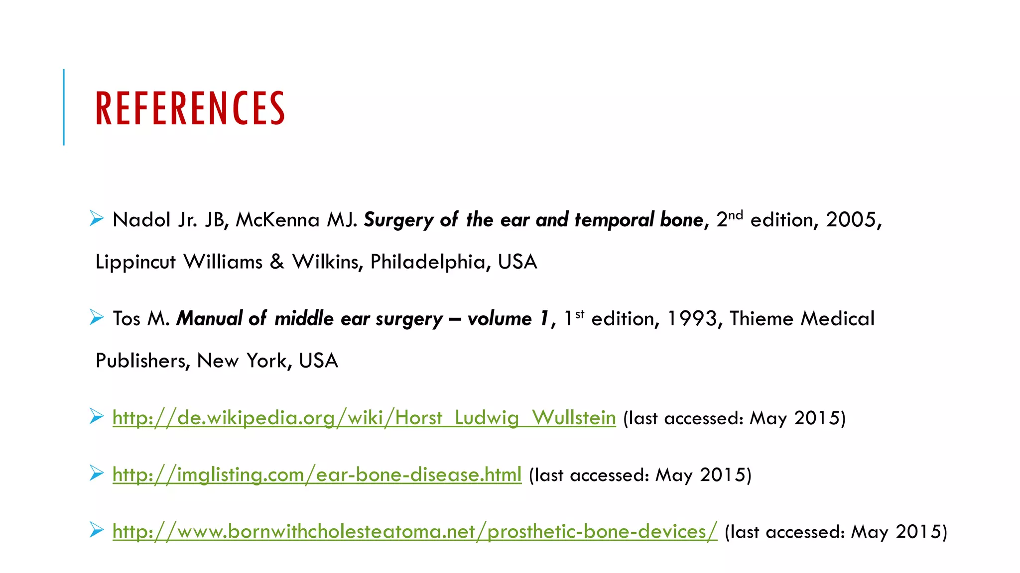 Tympanoplasty( Ossicular Chain Reconstruction) | PDF