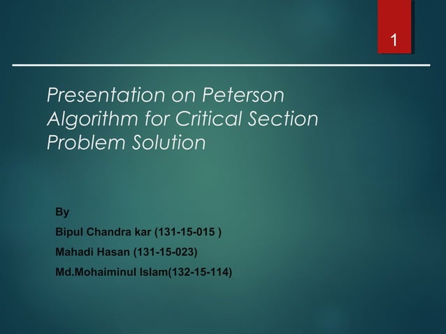 Peterson Critical Section Problem Solution | PPT