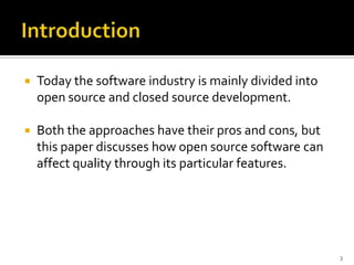 The Aspects of Choosing Open Source Versus Closed Source | PPTX