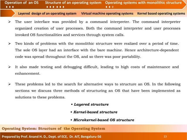 Structure of Operating System | PDF