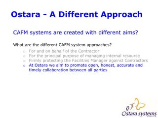 Ostara systems (cafm, cmms) a different approach | PPTX