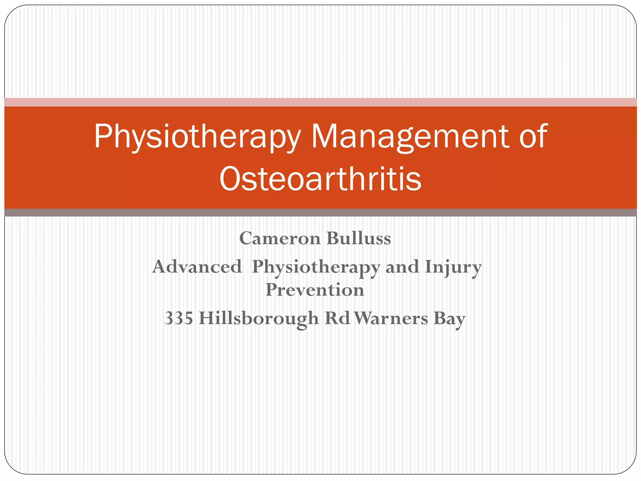 Osteoarthritis lecture to gps | PDF