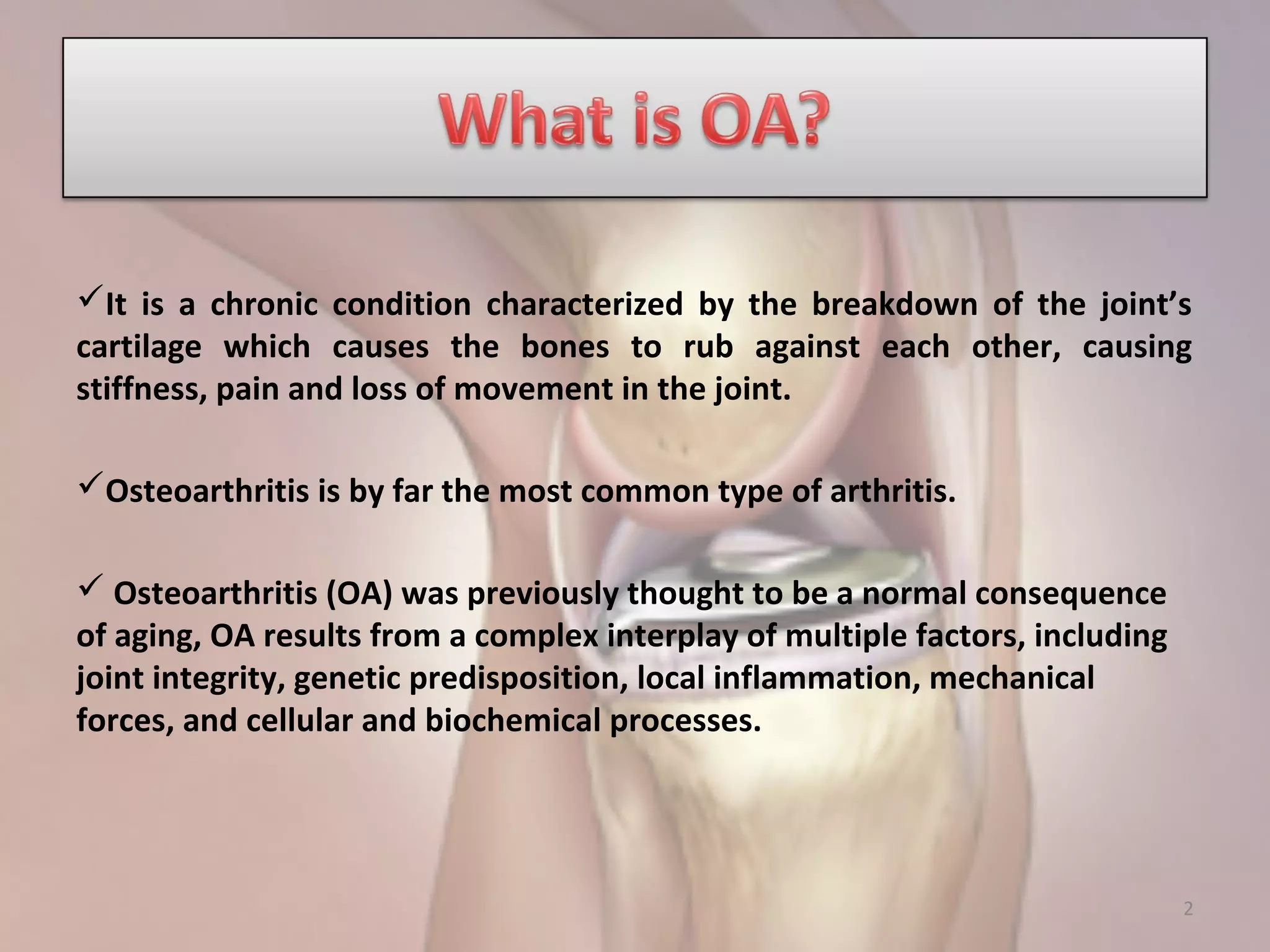 Osteoarthritis pathophysiology & updated management | PPT