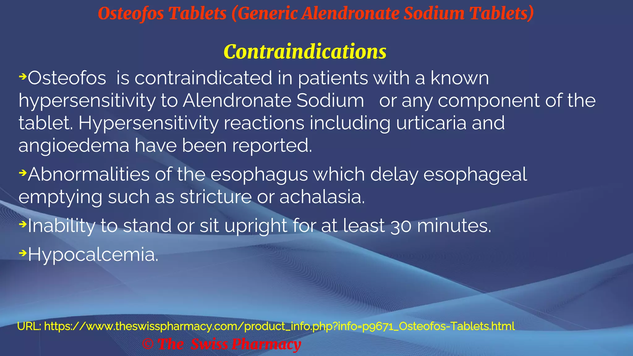 Osteofos Tablets (Generic Alendronate Sodium Tablets) | PDF