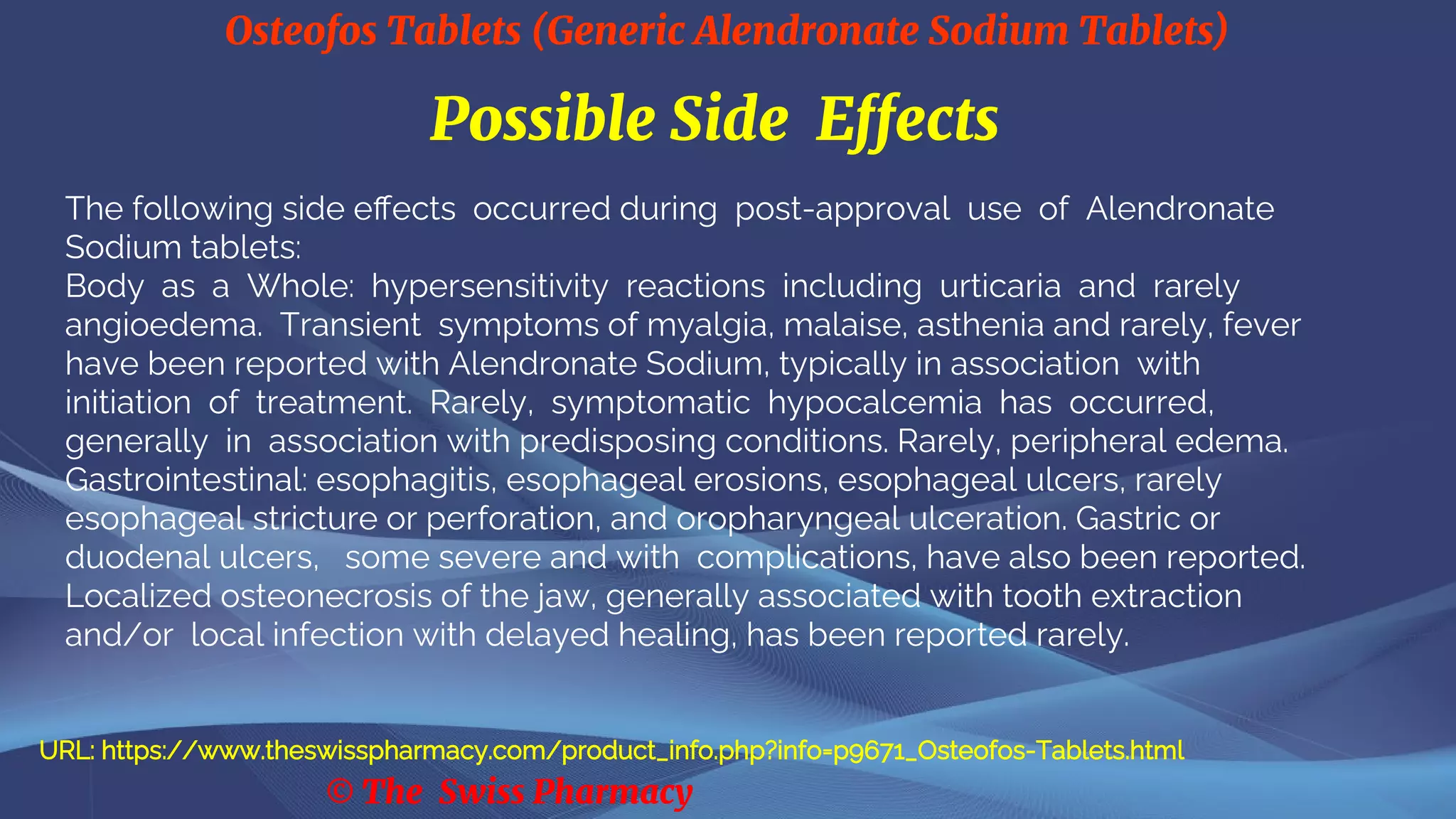 Osteofos Tablets (Generic Alendronate Sodium Tablets) | PDF