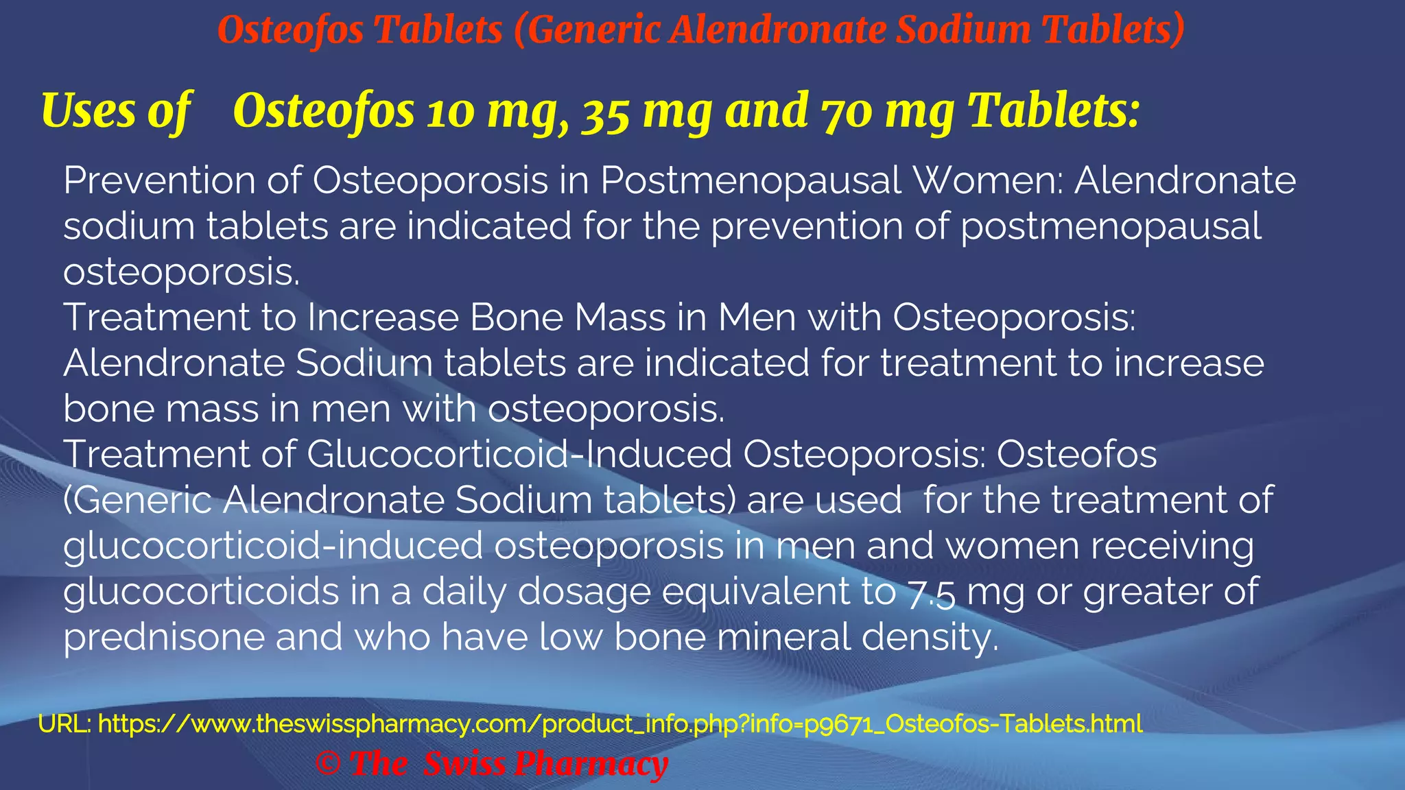 Osteofos Tablets (Generic Alendronate Sodium Tablets) | PDF