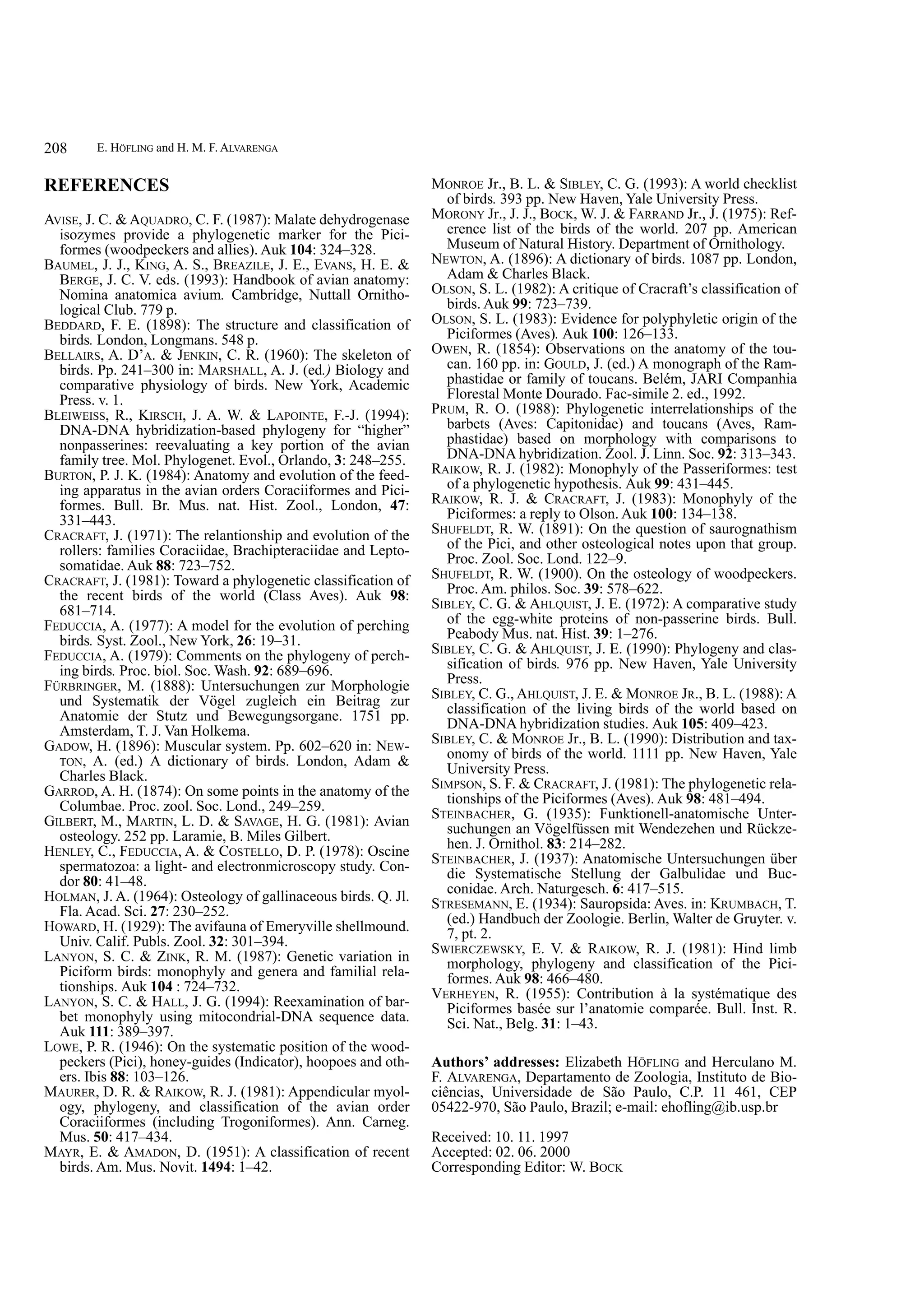 Osteology of the shoulder girdle in the piciformes, passeriformes and ...