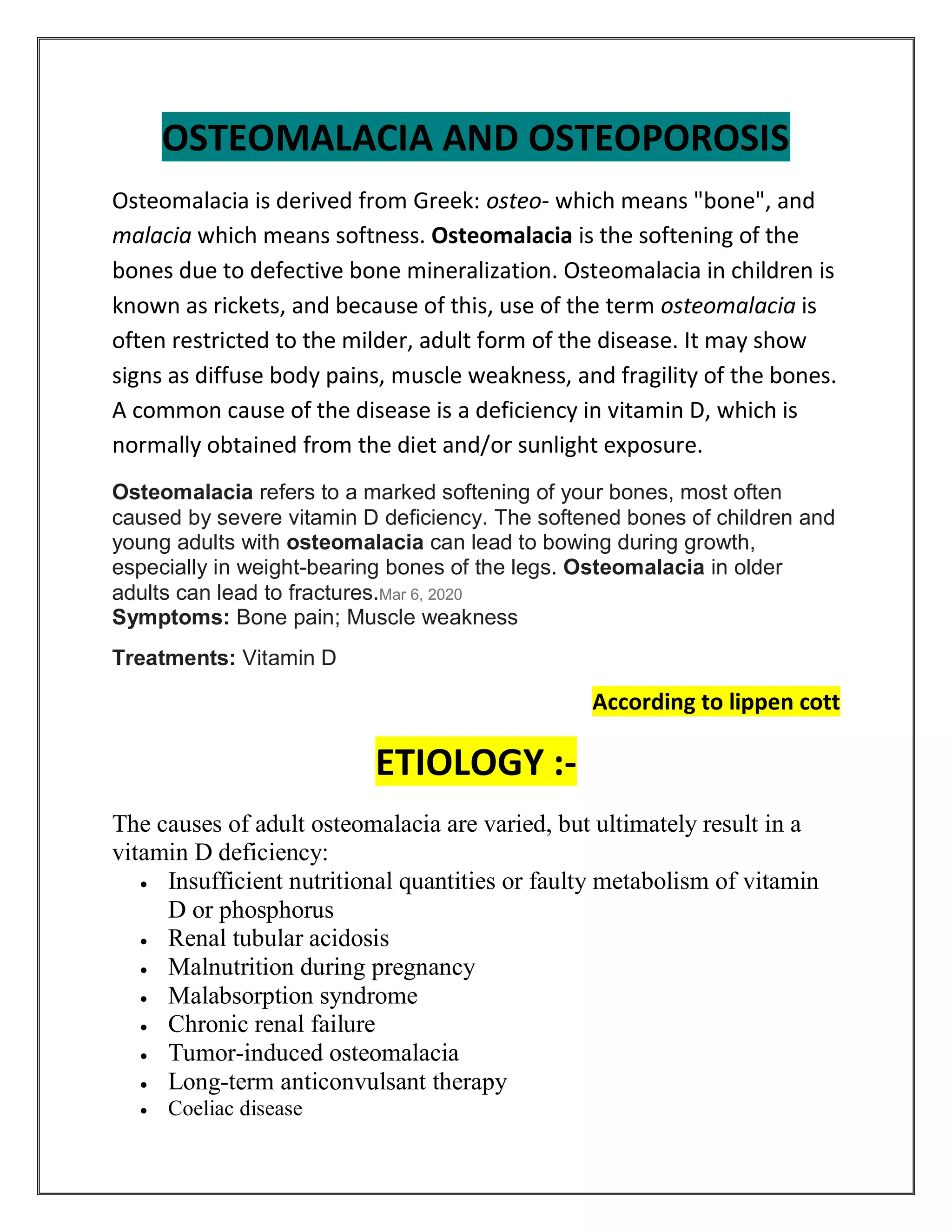 Osteomalacia and osteoporosis | PDF