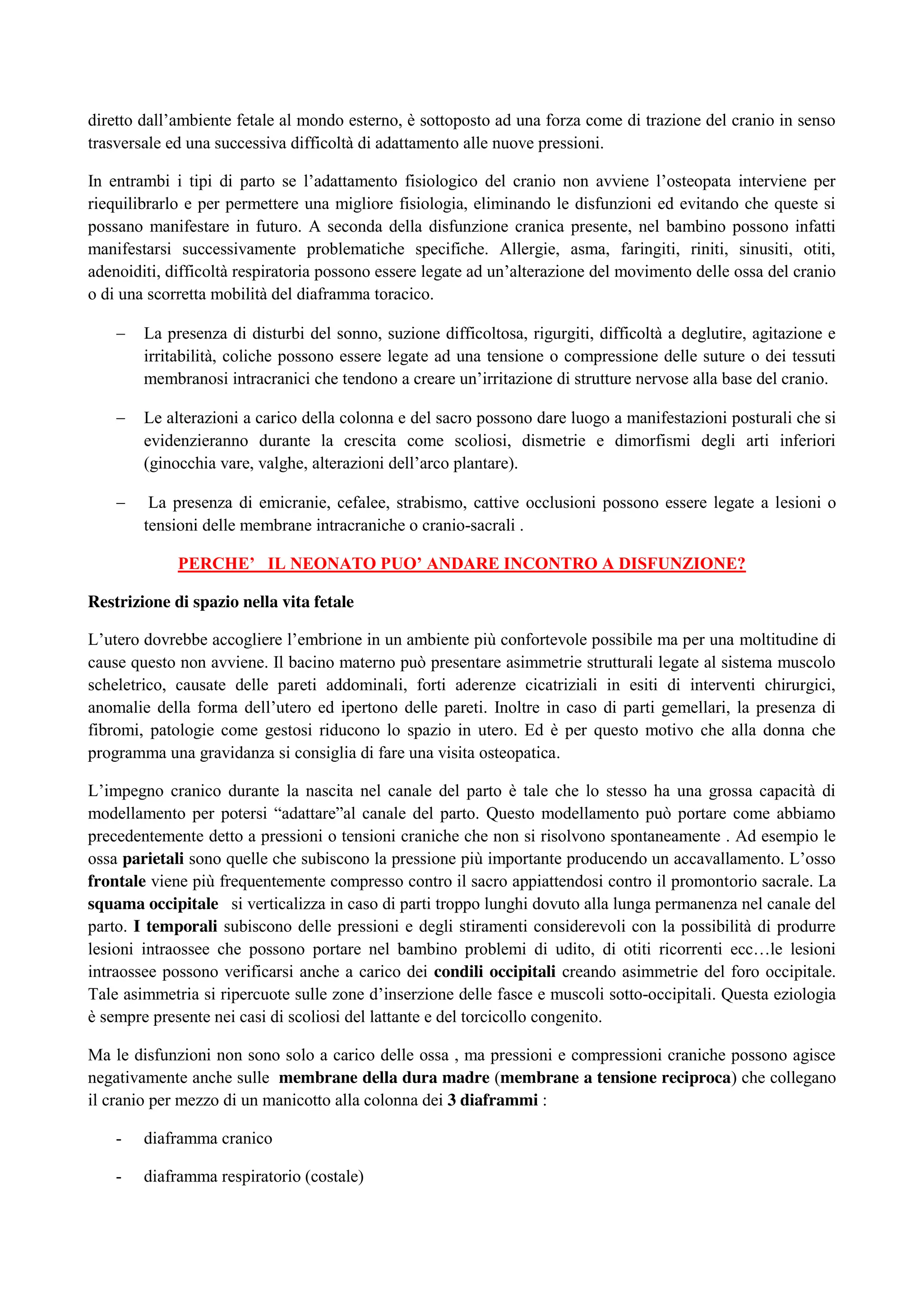 Osteopatia e pediatria Dott. Urzi Luca | PDF