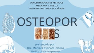 OSTEOPOROSIS Y FISIOLOGIA DE LOS HUESOS EN ADULTOS | PPTX