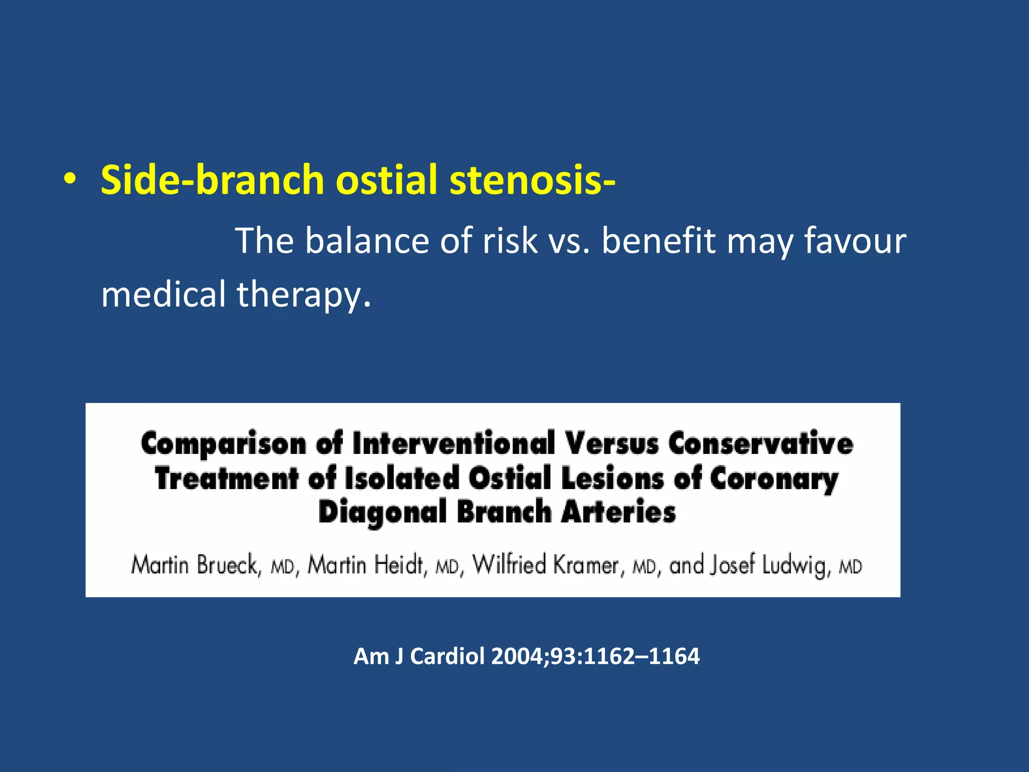 Coronary Ostial stenting techniques:Current status | PPTX