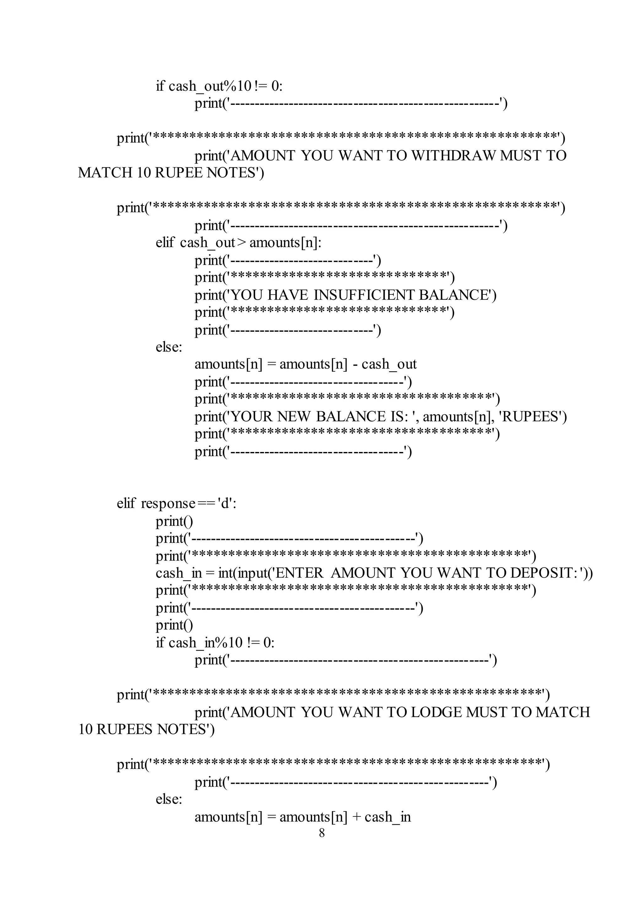 Atm simulation mini project using Python programming language | DOCX Atm simulation mini project using Python programming language | DOCX