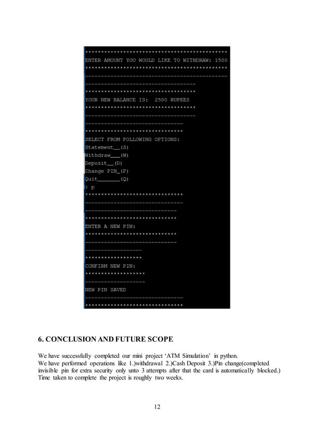 Atm Simulation Mini Project Using Python Programming Language Pdf 6733