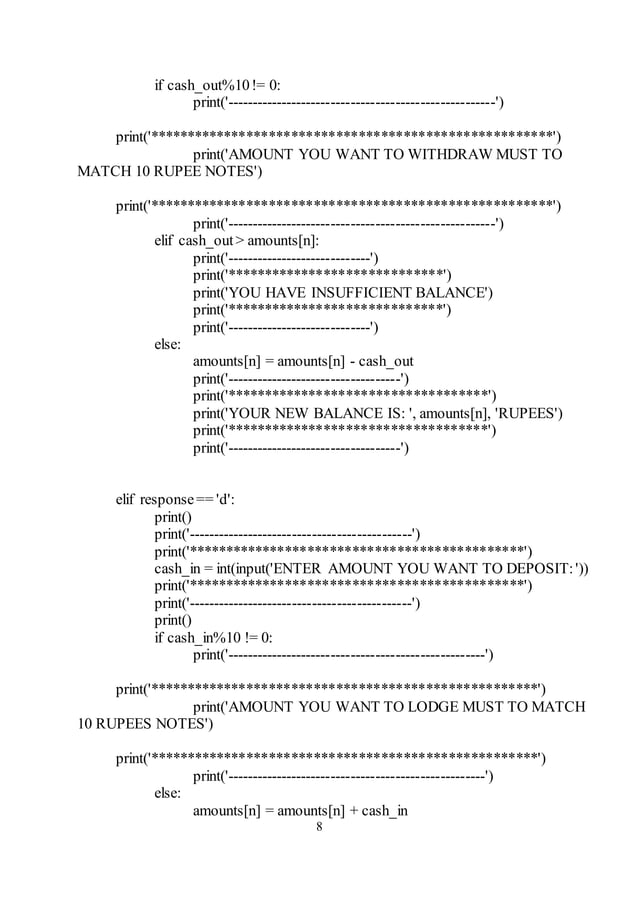 Atm simulation mini project using Python programming language | DOCX