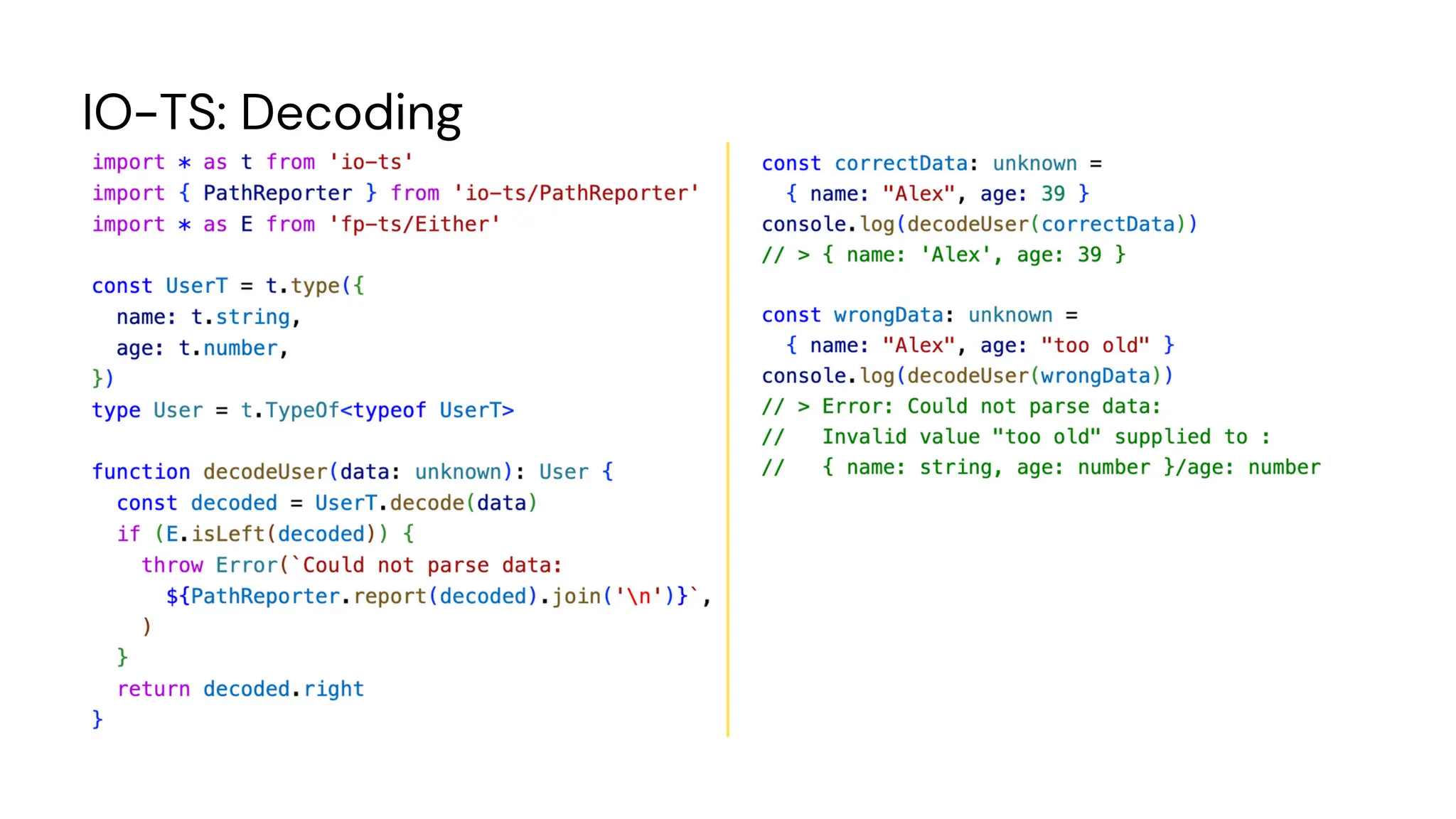 "Objects validation and comparison using runtime types (io-ts ...