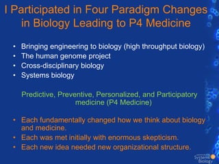Dr. Leroy Hood Lecuture on P4 Medicine | PPTX
