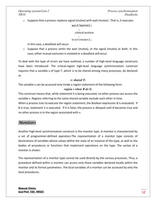 Operating Systems - Process Synchronization and Deadlocks | PDF