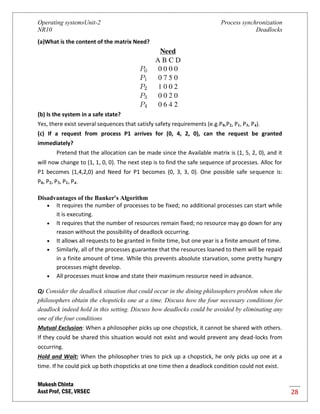 Operating Systems - Process Synchronization and Deadlocks | PDF