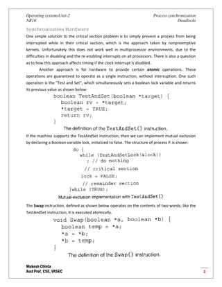 Operating Systems - Process Synchronization and Deadlocks | PDF