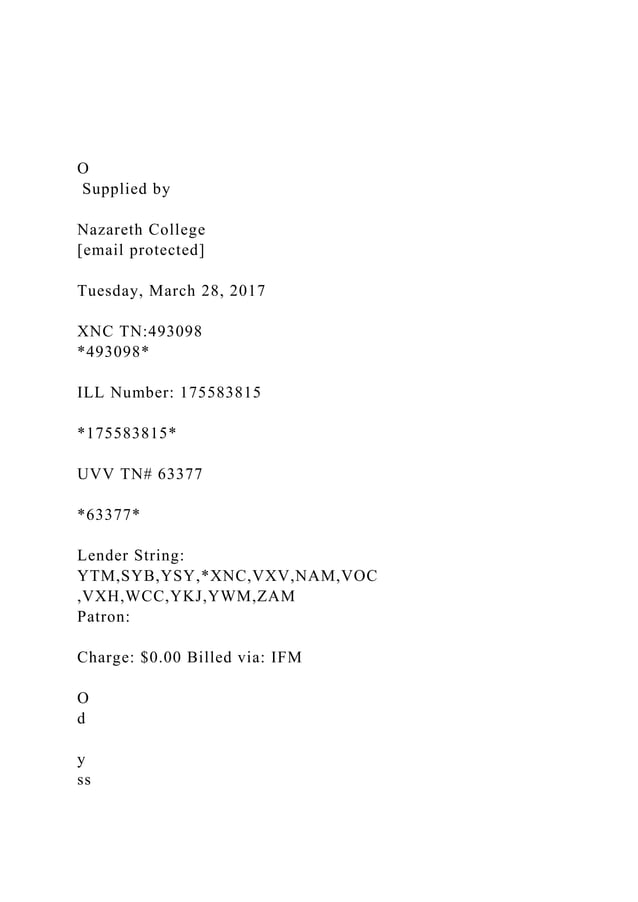 O Supplied by Nazareth College [email protected] .docx | Books and Literature