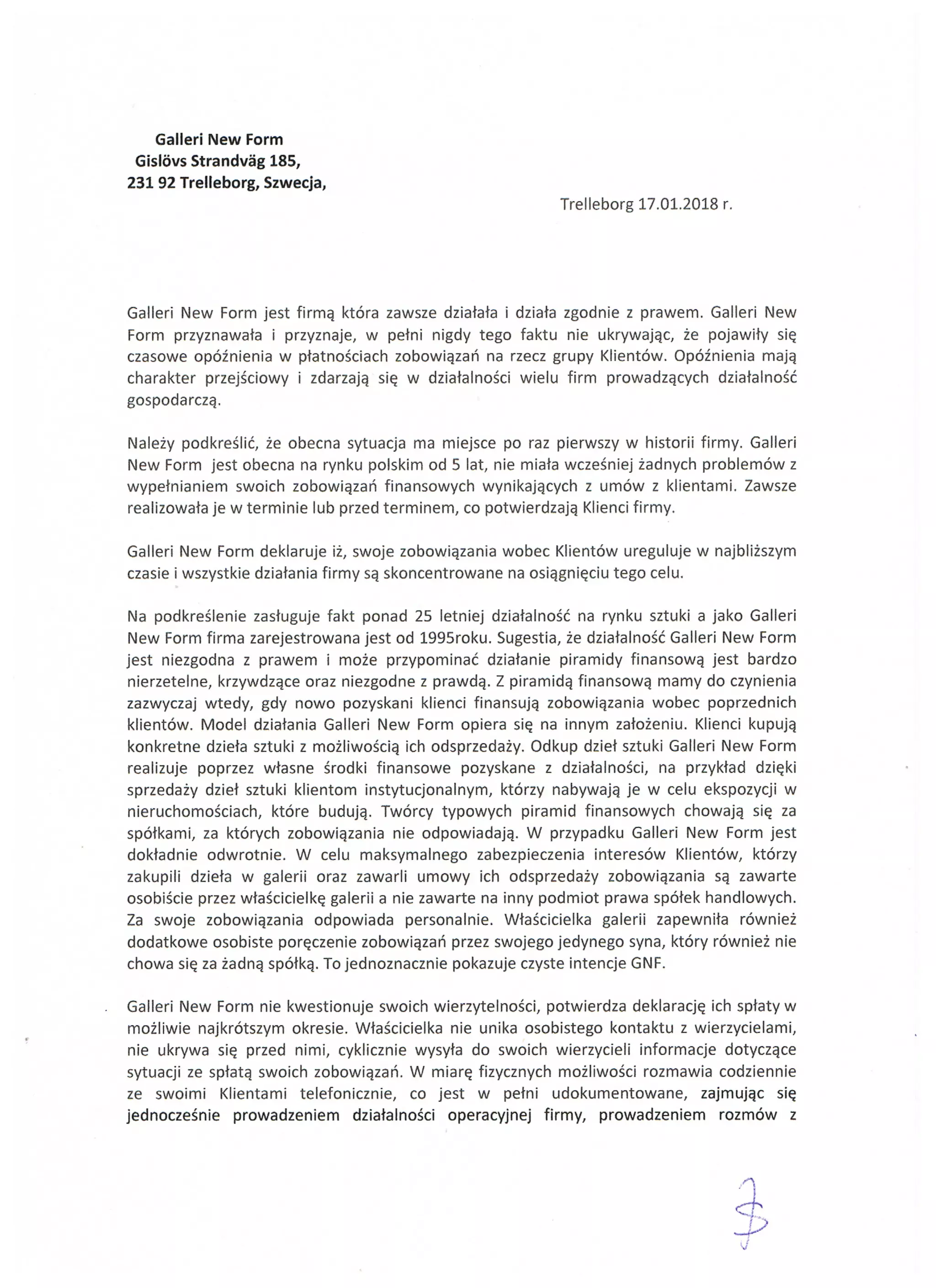 Oświadczenie Galleri New Form | PDF