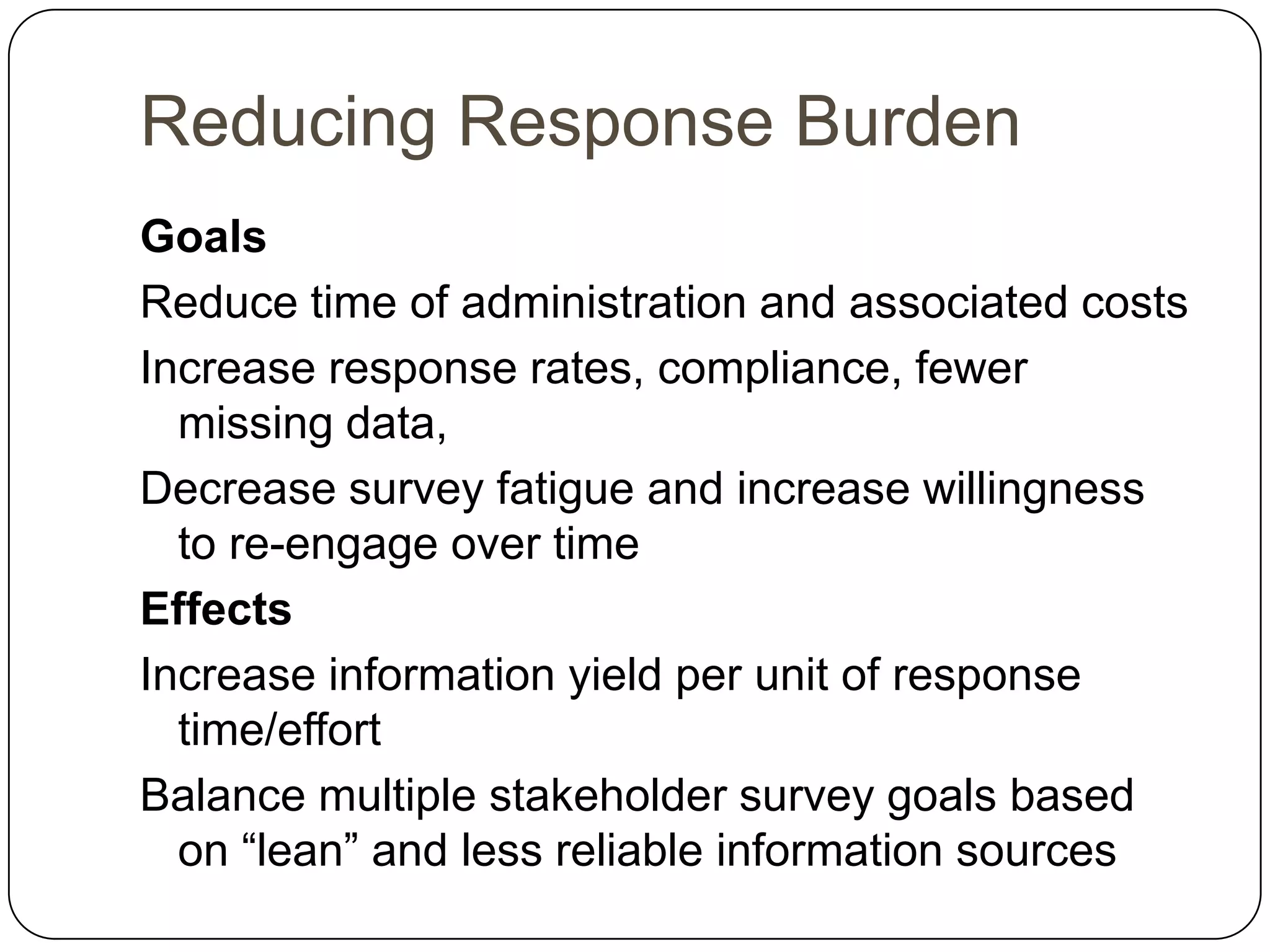 Reducing Response Burden | PPT