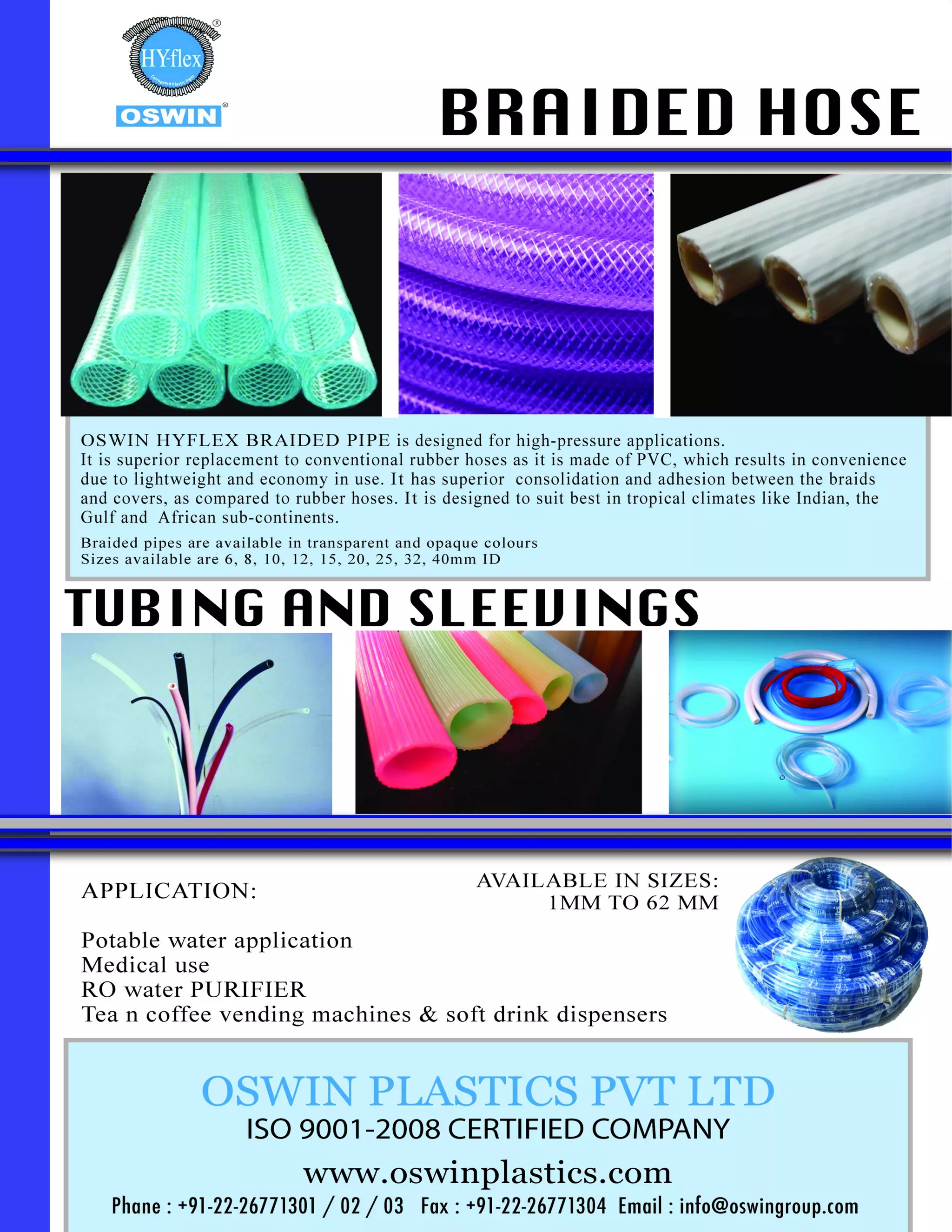 Oswin Plastics Pvt. Ltd., Daman, Hoses, Pipes and Molding Fittings | PDF