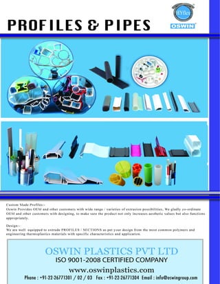 Oswin Plastics Pvt. Ltd., Daman, Hoses, Pipes and Molding Fittings | PDF