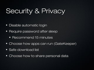 Os x security basics for keeping your mac safe final | PPT | Operating Systems | Computer ...