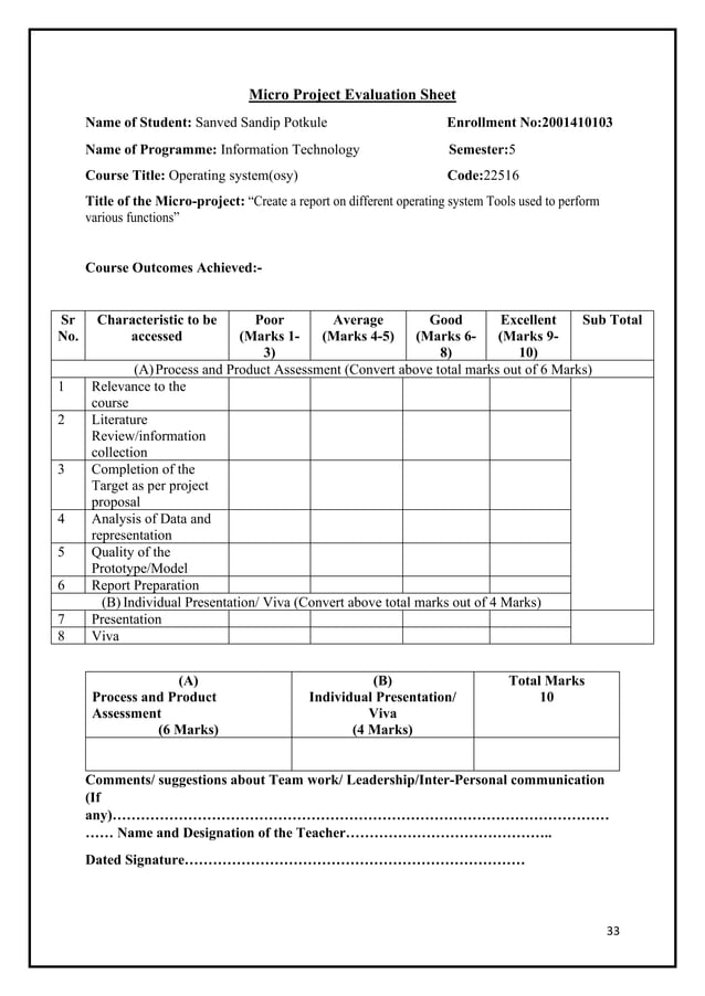 osy microproject[1].pdf | Operating Systems | Computer Software and Applications