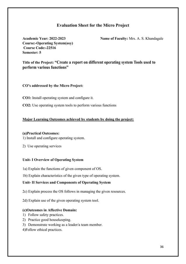 osy microproject[1].pdf | Operating Systems | Computer Software and Applications
