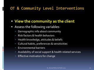 COMMUNITY OCCUPATIONAL THERAPY: | PDF