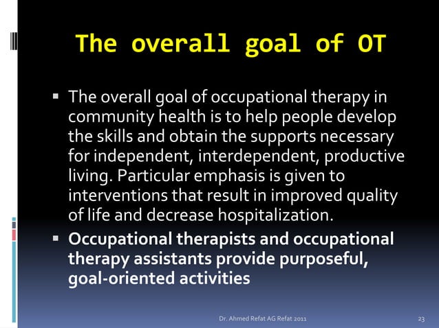 COMMUNITY OCCUPATIONAL THERAPY: | PDF