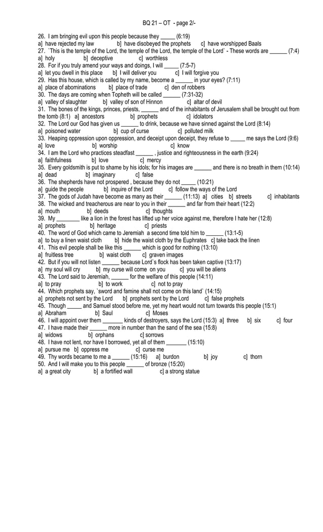 Ot21 jeremiah 1-15 | PDF