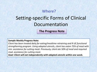 OT 425 Intro to clinical documentation in occupational therapy | PPTX