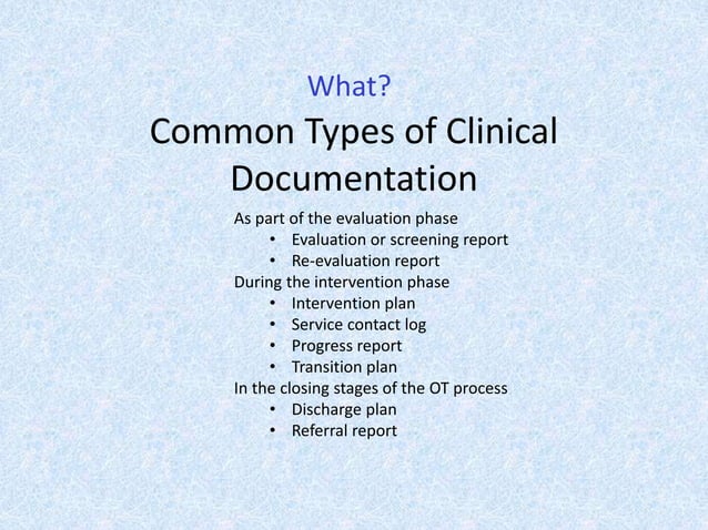 OT 425 Intro to clinical documentation in occupational therapy | PPTX ...